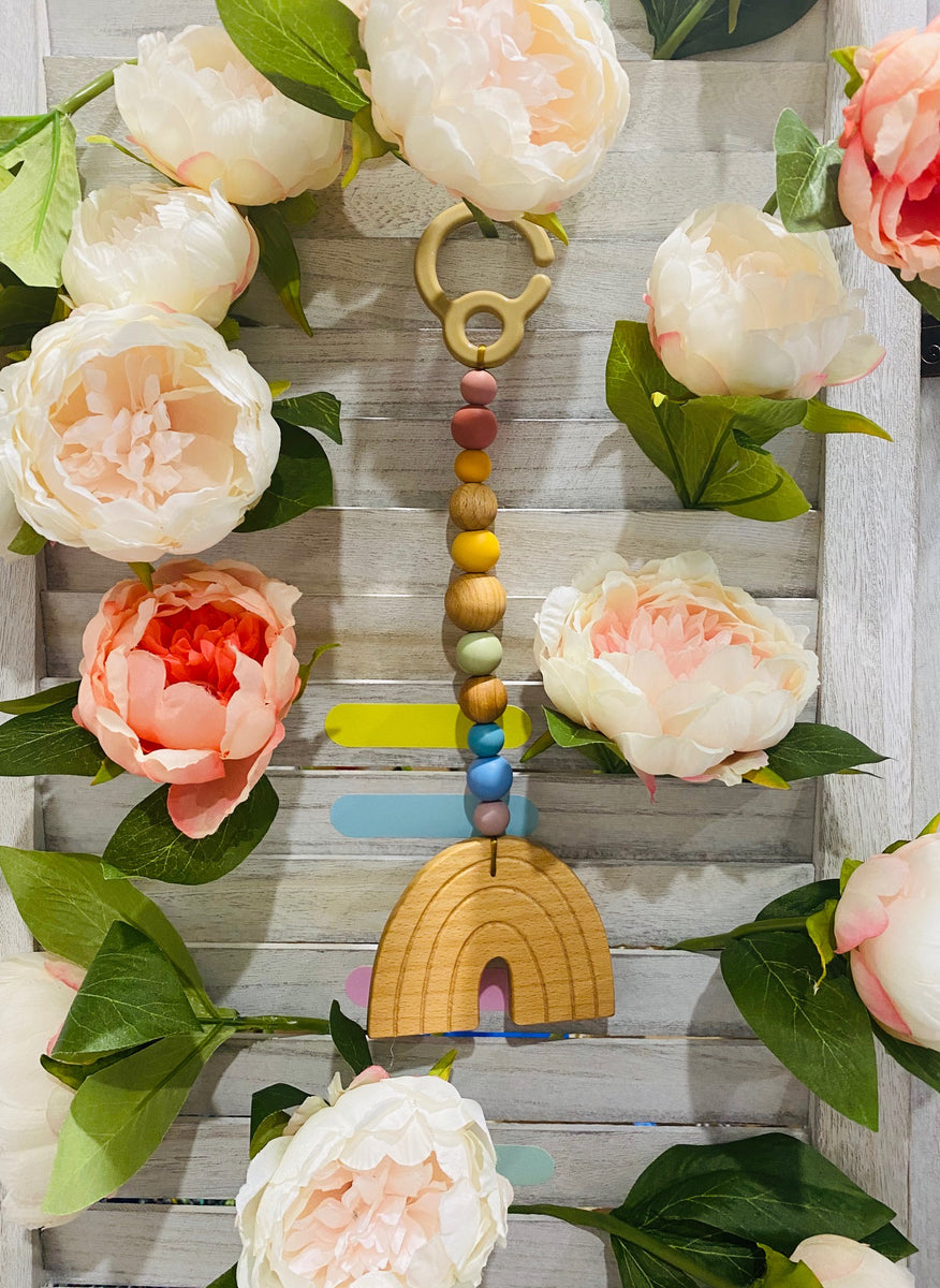 Rainbow pram toy - vintage rainbow – Lizzie Potts Kids