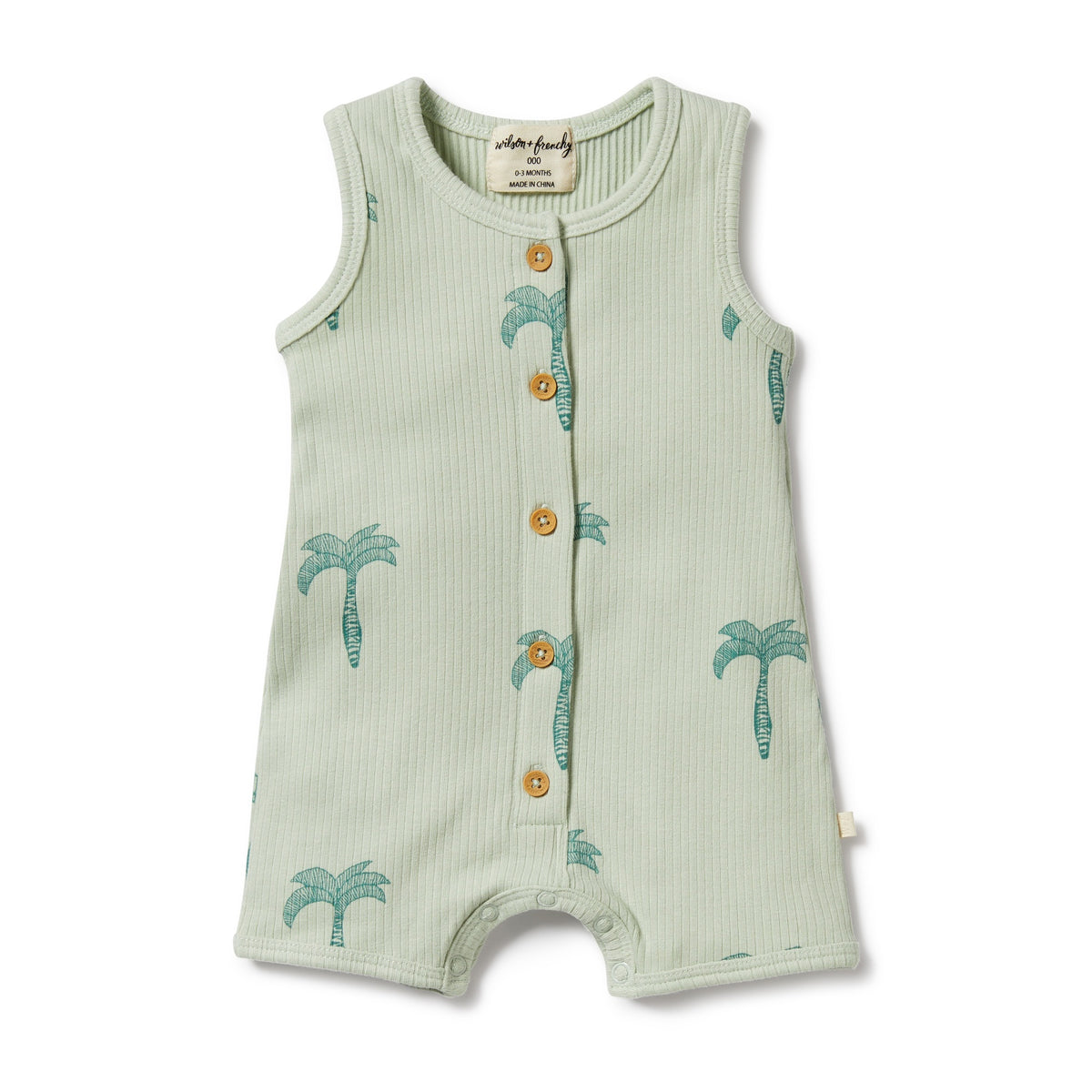 Palm Tree Organic Rib Growsuit – Lizzie Potts Kids