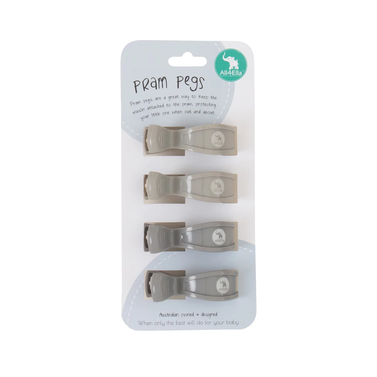 4 Pack Pegs Twin Grey – Lizzie Potts Kids